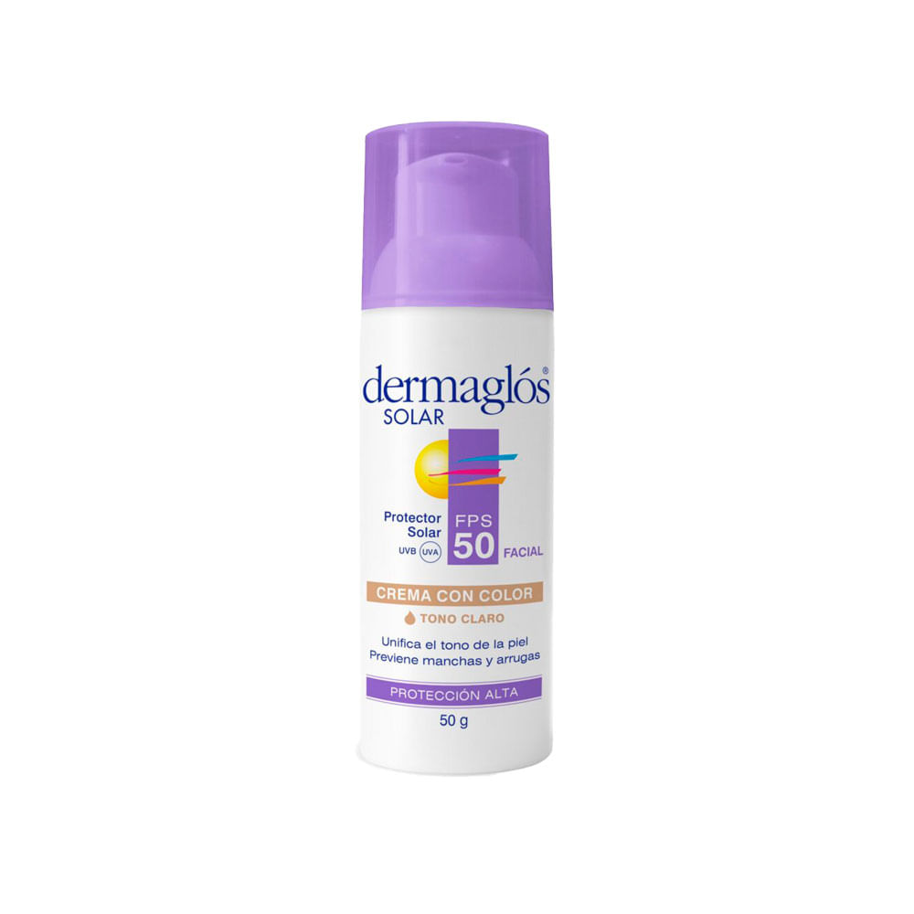 Dermaglos Protector Solar F50 Facial Color Claro x 50gr