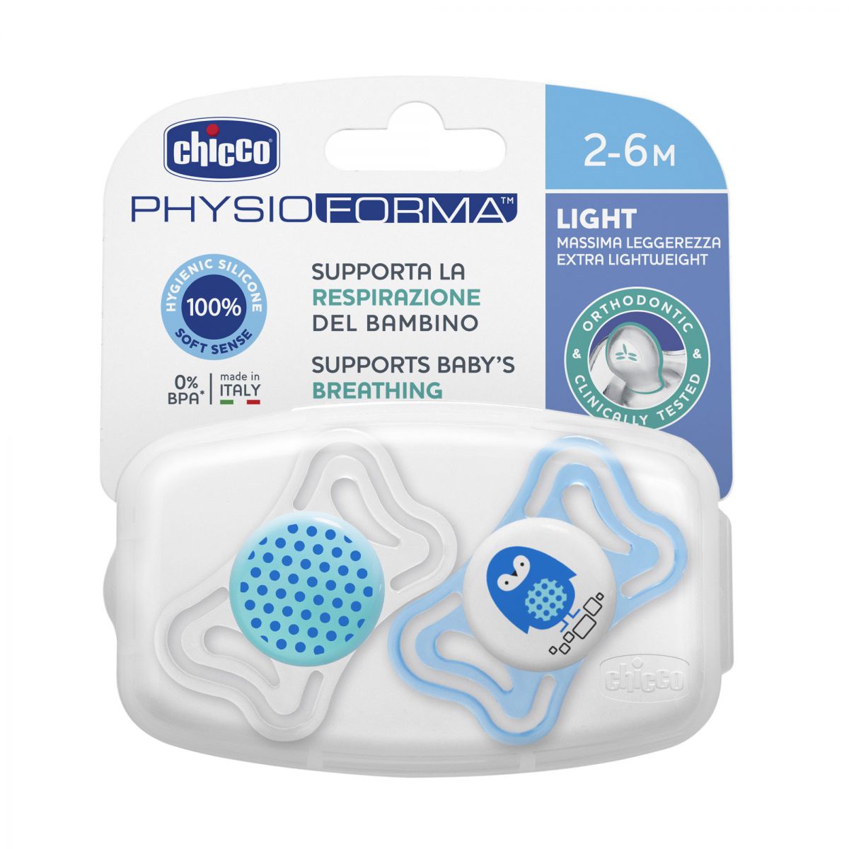 Chupete physio light boy 2 a 6 meses 2 unidades