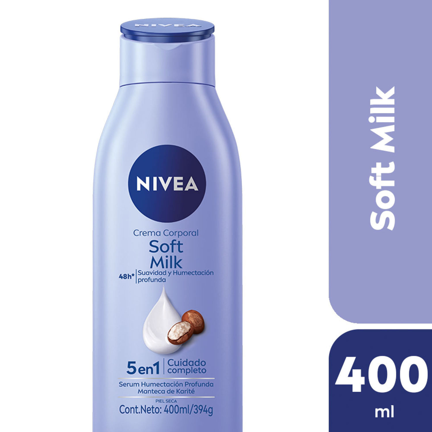 Crema corporal soft milk 5 en 1 piel seca 400 ml