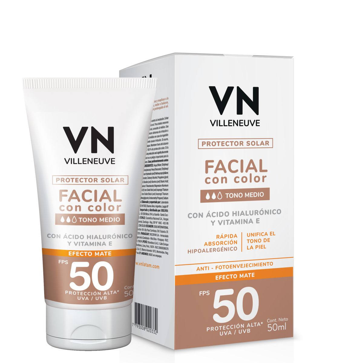 Protector solar facial tono medio fps50 50 ml